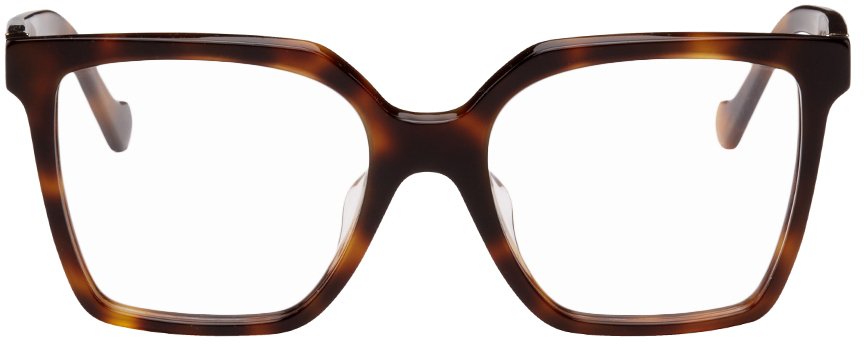 Loewe Tortoiseshell Angular Square Glasses Loewe