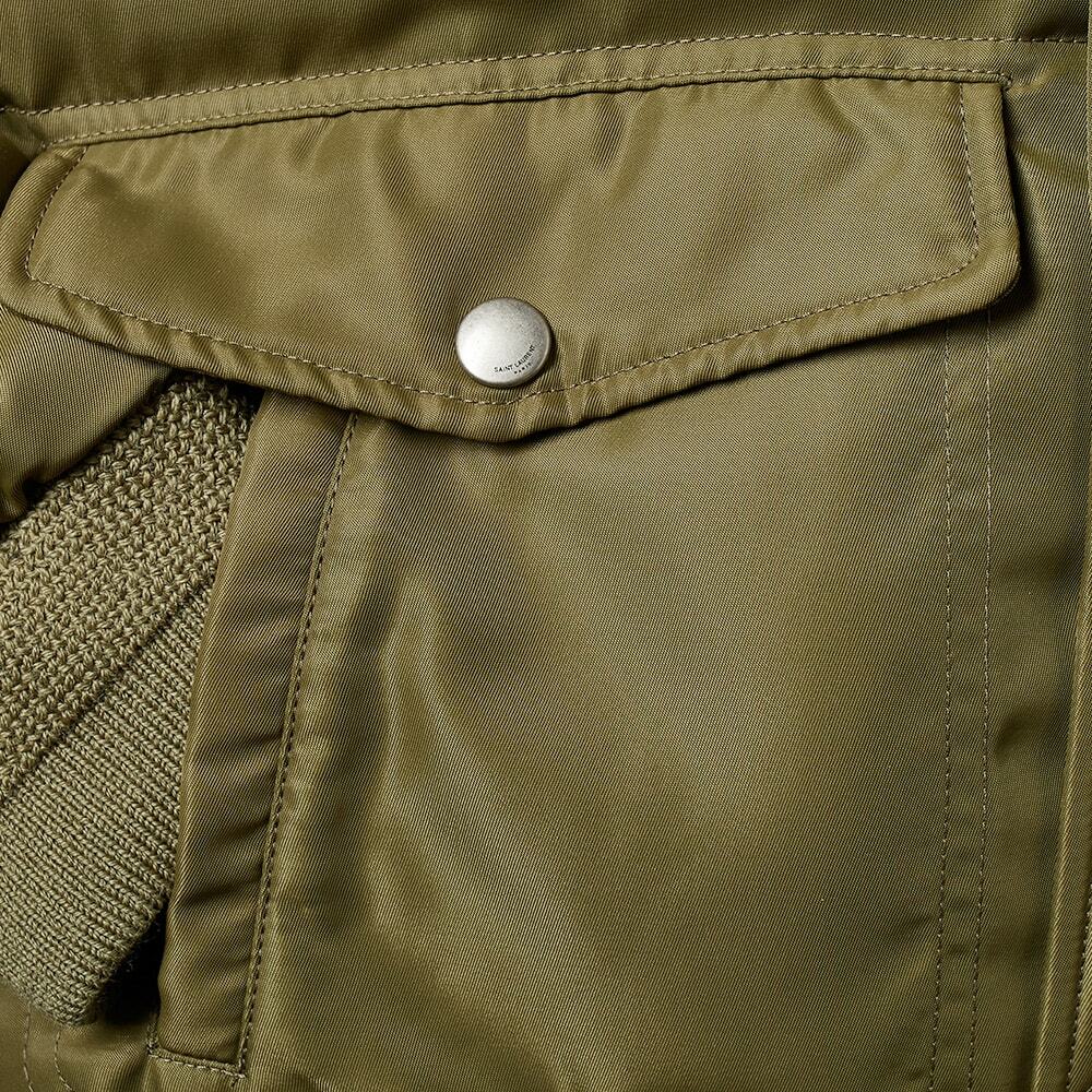 Saint Laurent Men's Nylon Aviator Jacket in Khaki Saint Laurent