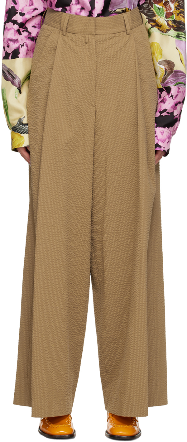 Dries Van Noten Brown Wide-Leg Trousers Dries Van Noten