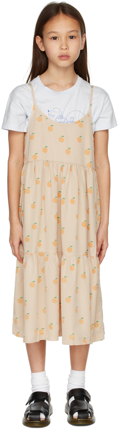 TINYCOTTONS Kids Beige Oranges Strap Dress