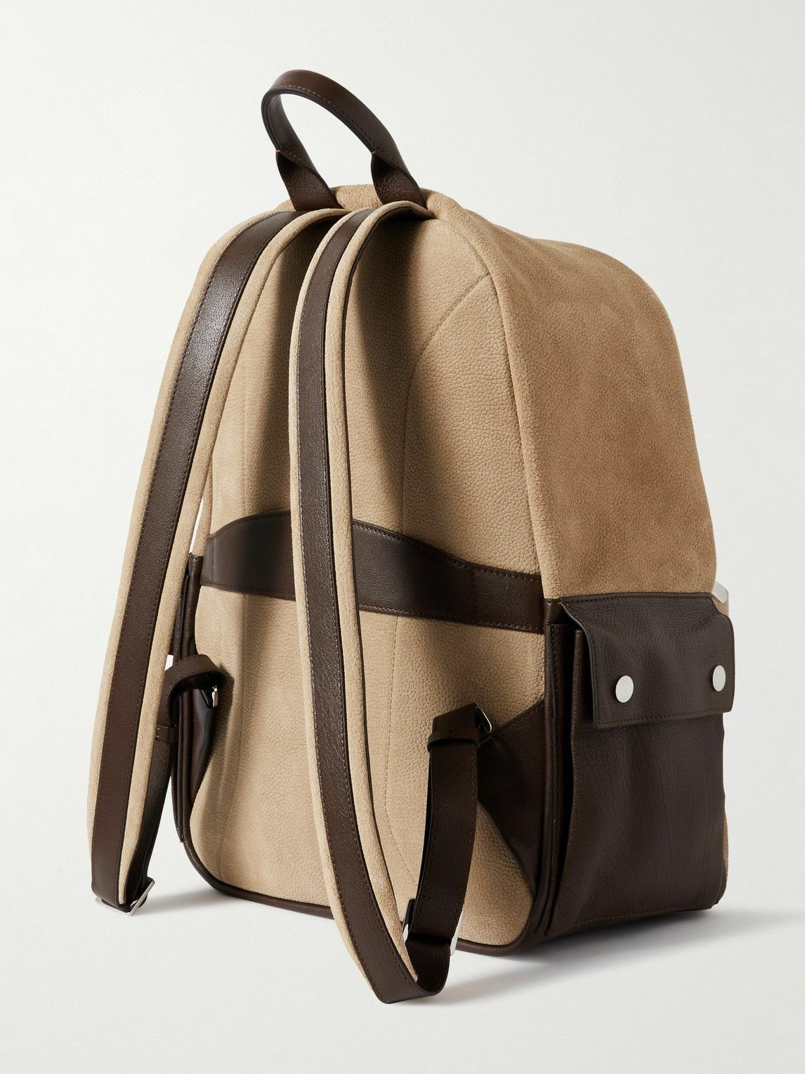 Brunello Cucinelli - Leather-Trimmed Suede Backpack Brunello Cucinelli