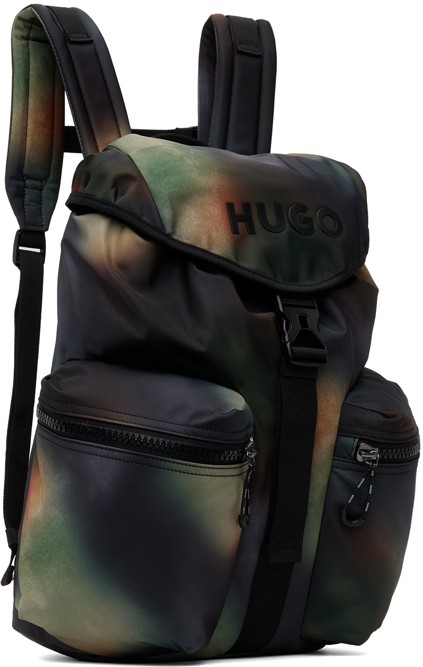 Hugo Black & Multicolor Camouflage Backpack Hugo Boss