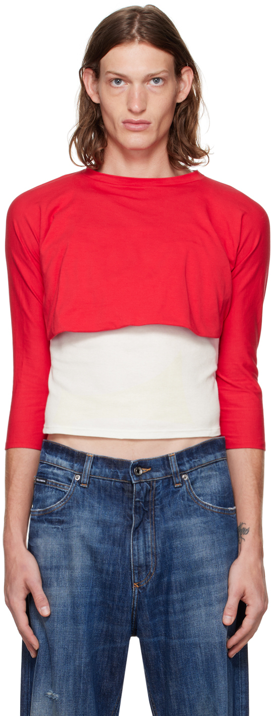 Alled-Martinez Red & White Layered Long Sleeve T-Shirt Alled-Martinez