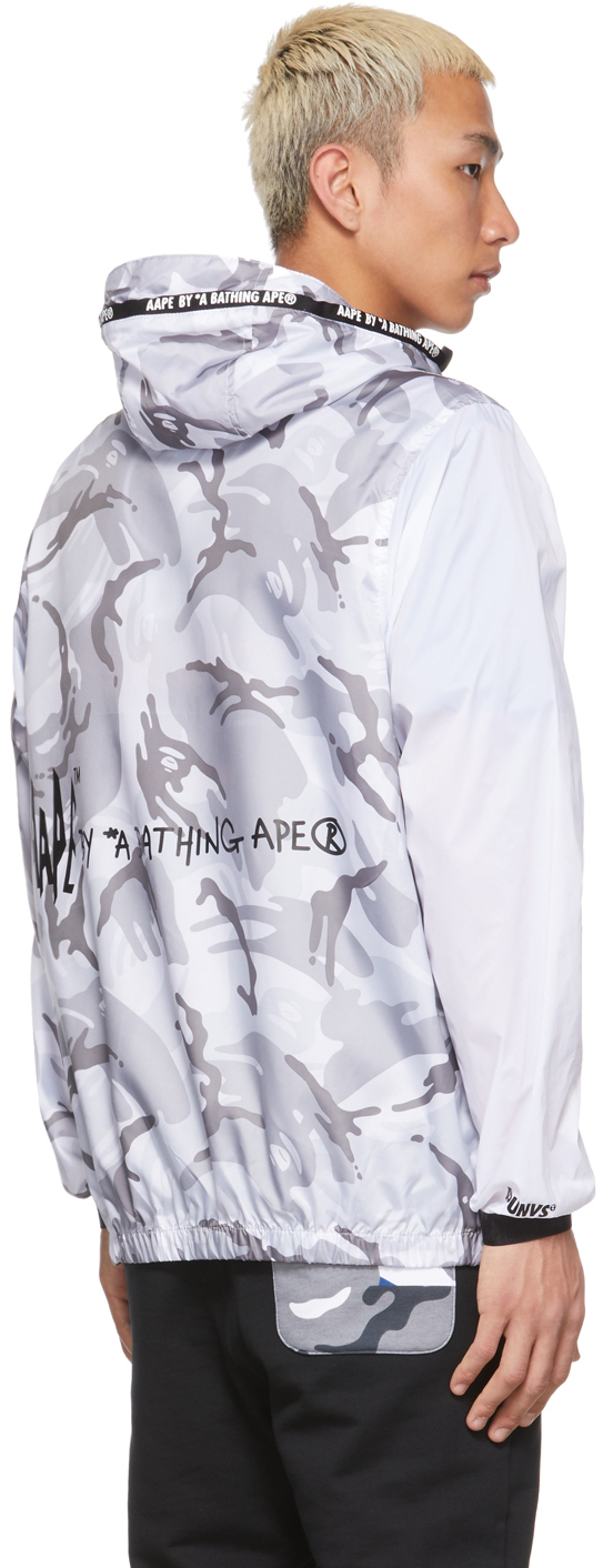 AAPE by A Bathing Ape White & Grey Camo Light Weight Jacket AAPE by A ...