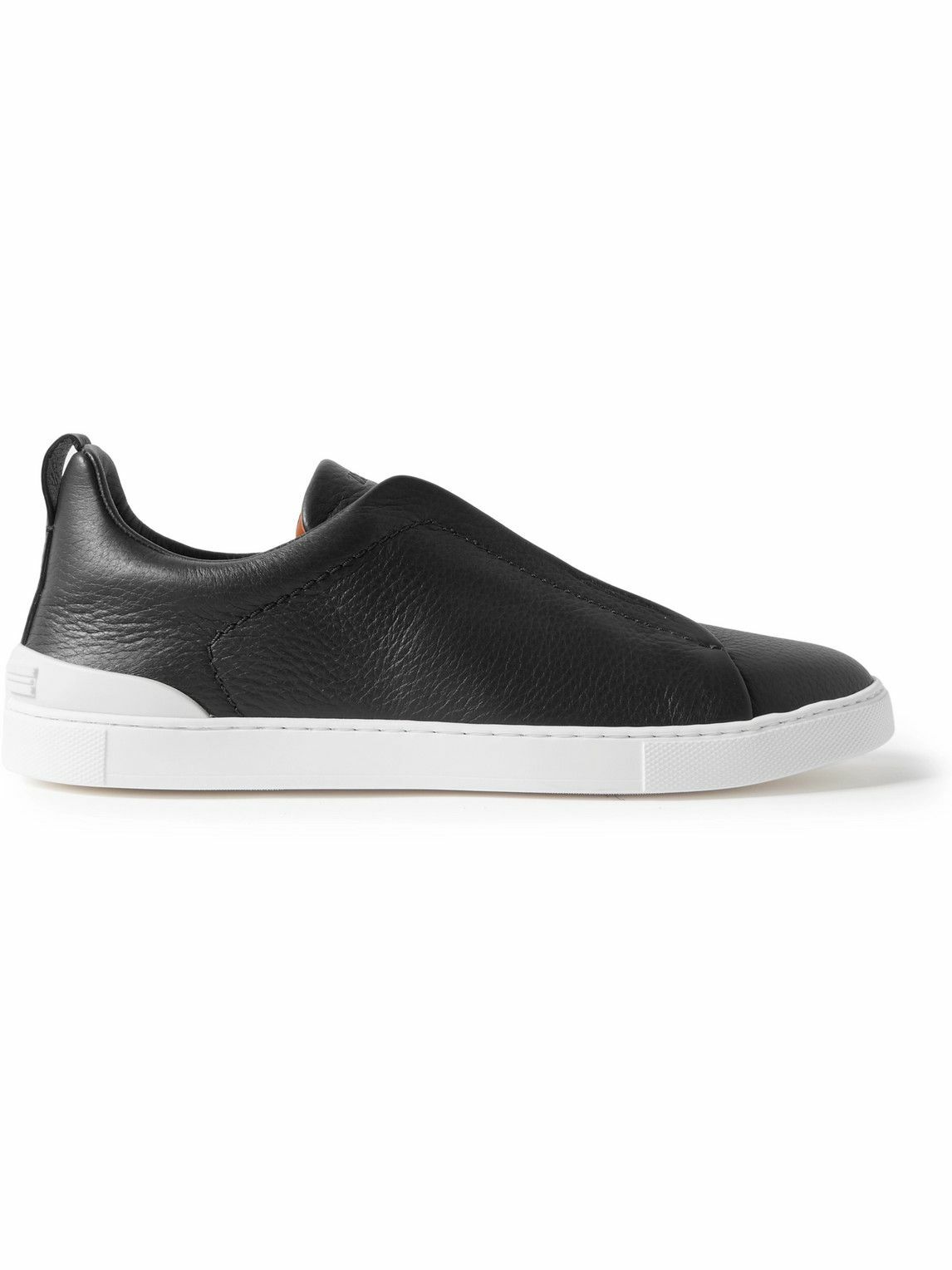 Zegna - Triple Stitch Full-Grain Leather Sneakers - Blue Zegna