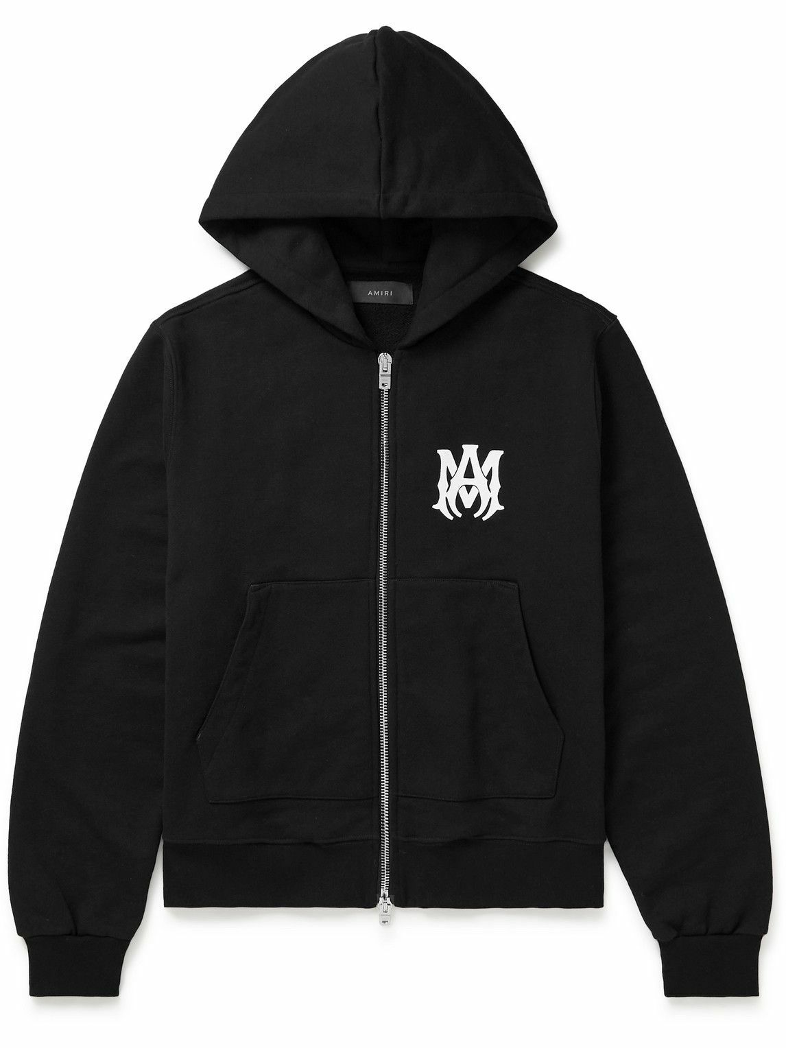 AMIRI - MA Core Appliquéd Cotton-Jersey Zip-Up Hoodie - Black Amiri