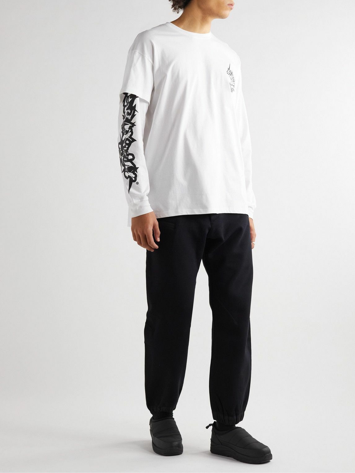 ACRONYM - Printed Layered Cotton-Jersey T-Shirt - White Acronym