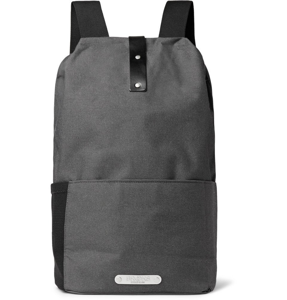 Brooks England - Dalston Leather-Trimmed Canvas Backpack - Gray Brooks ...