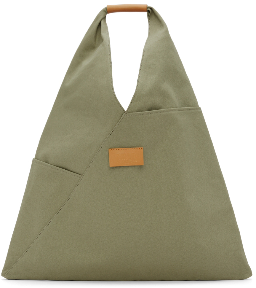 MM6 Maison Margiela Taupe Utility Triangle Tote MM6 Maison Margiela