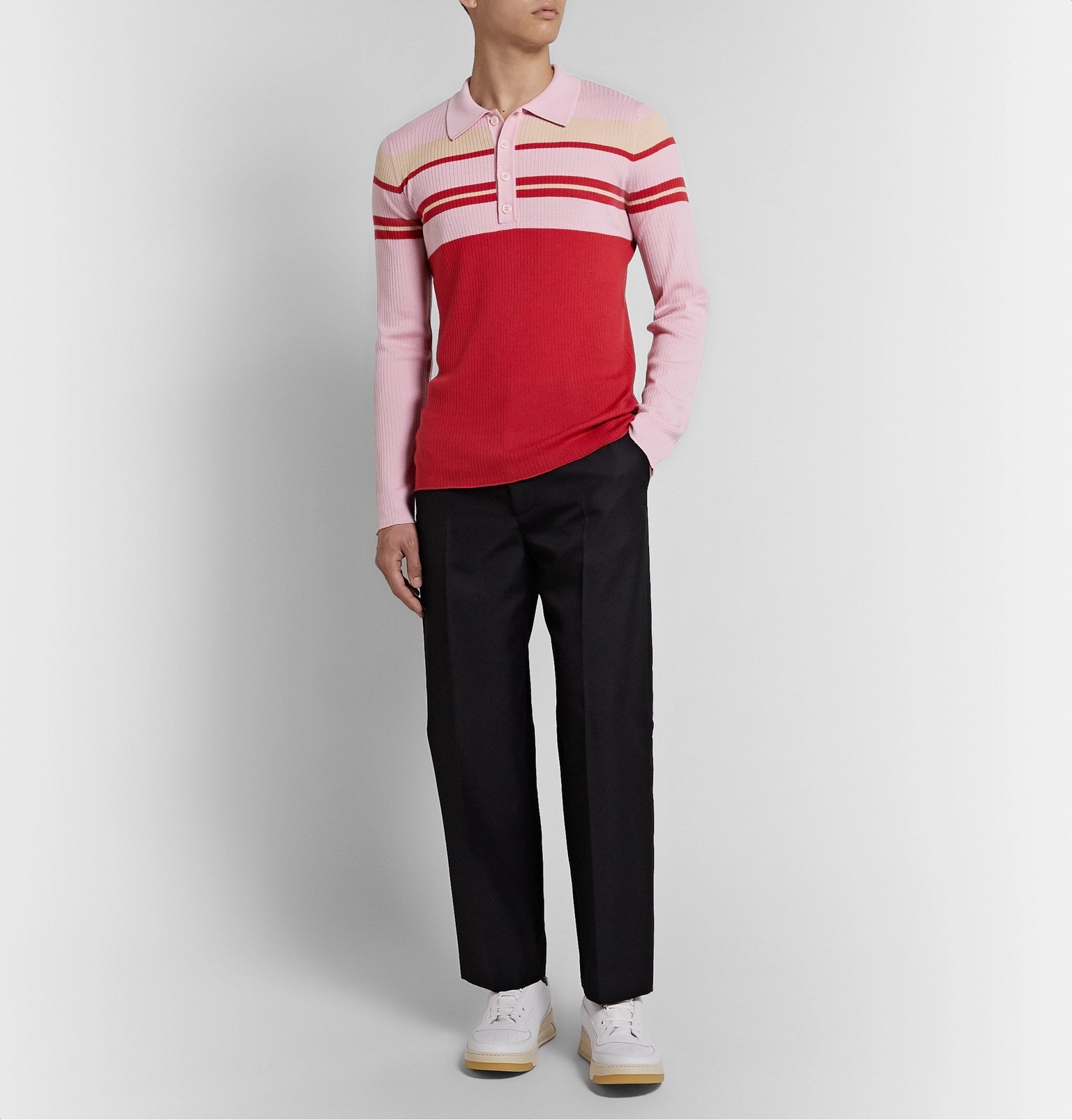 Sies Marjan - Cortez Slim-Fit Colour-Block Ribbed Wool Polo Shirt ...