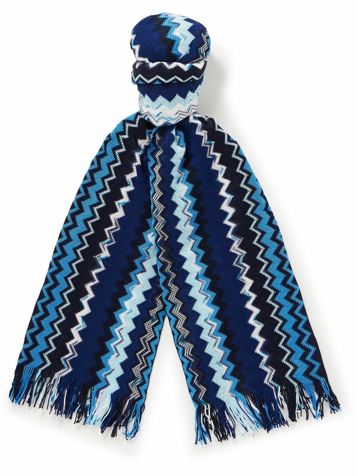 Missoni - Fringed Striped Crocheted Cotton Scarf Missoni