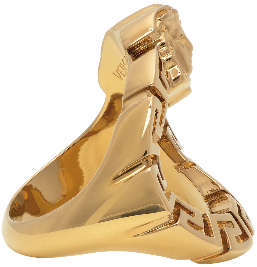 Versace Gold 'La Medusa' Greca Ring Versace