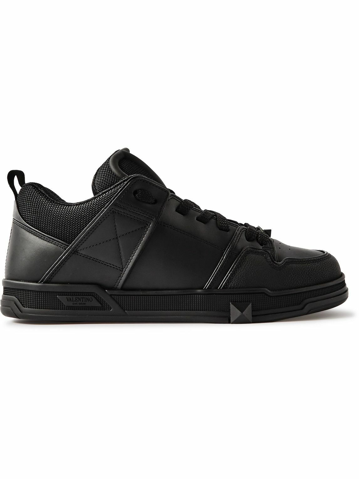 Valentino Garavani - Valentino Garavani Open Skate Mesh-Trimmed Leather ...