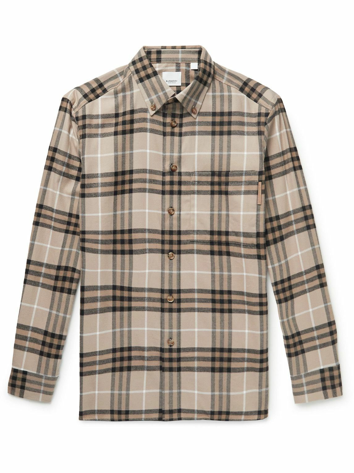 Burberry - Button-Down Collar Checked Cotton-Flannel Shirt - Neutrals ...
