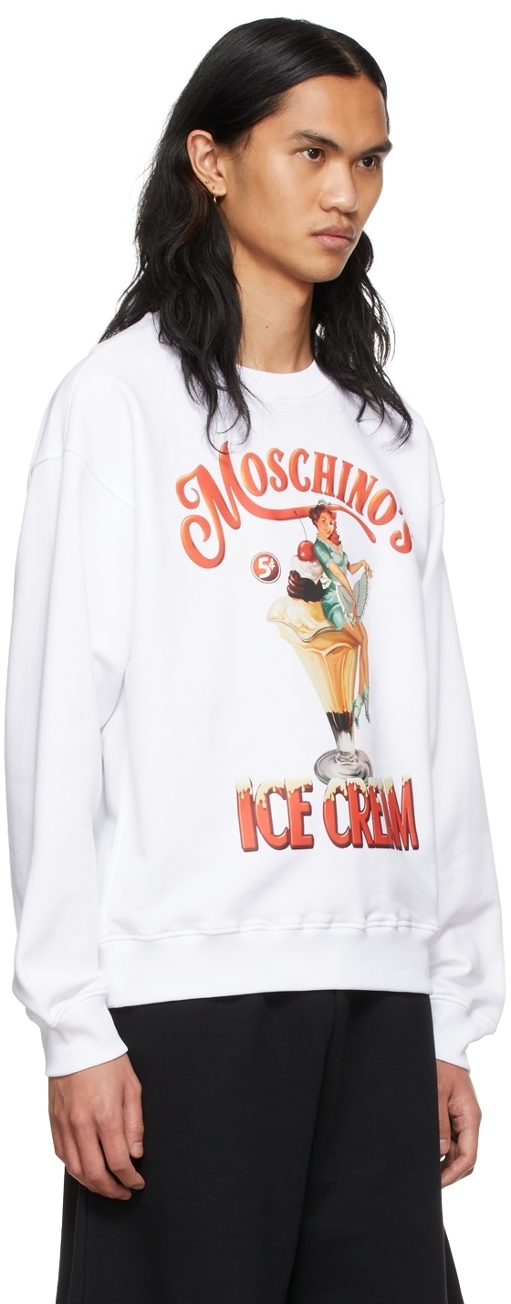 Moschino White Cotton 'Ice Cream' Sweatshirt Moschino