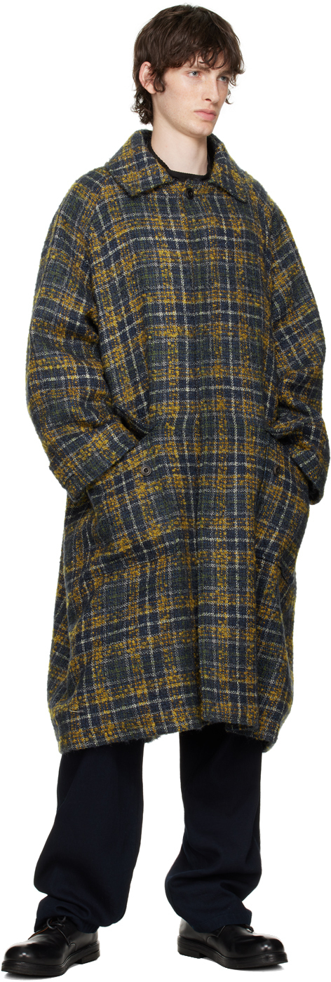 Nicholas Daley Navy & Yellow Check Coat Nicholas Daley