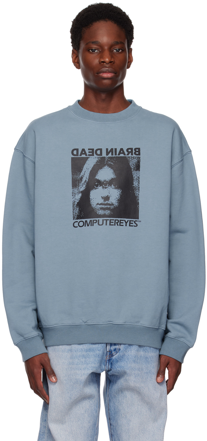 Brain Dead Blue Computer Eyes Crewneck Brain Dead