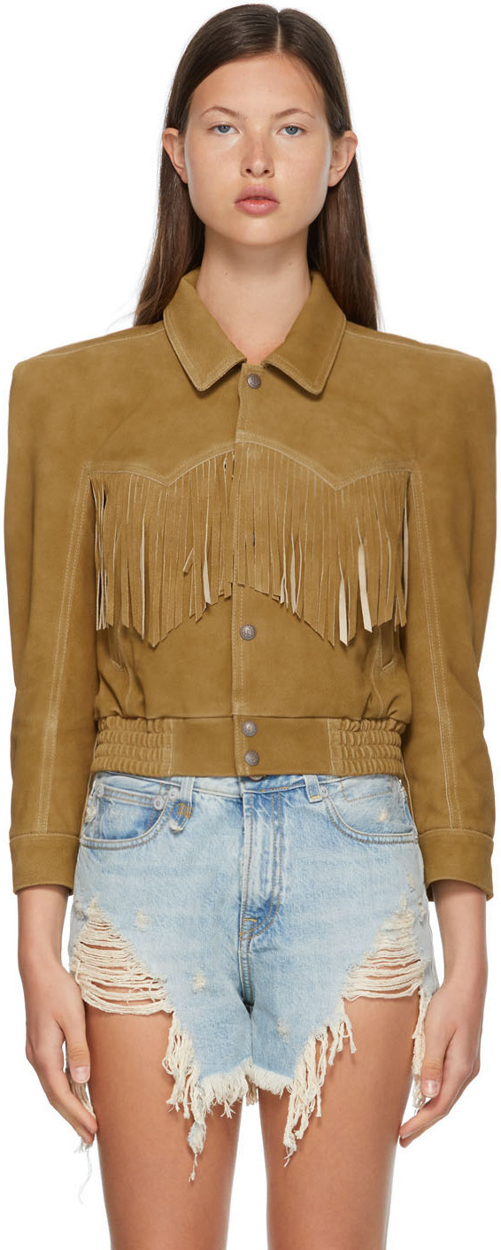 R13 Yellow Fringe Western Bomber Jacket R13
