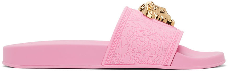 Versace Pink 'La Medusa' Slides Versace