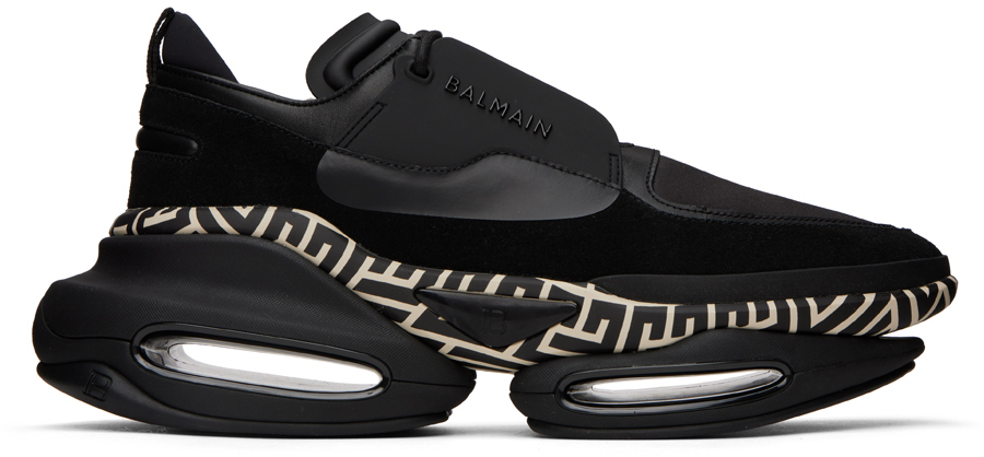 Balmain Black Monogram B-Bold Low-Top Sneakers Balmain