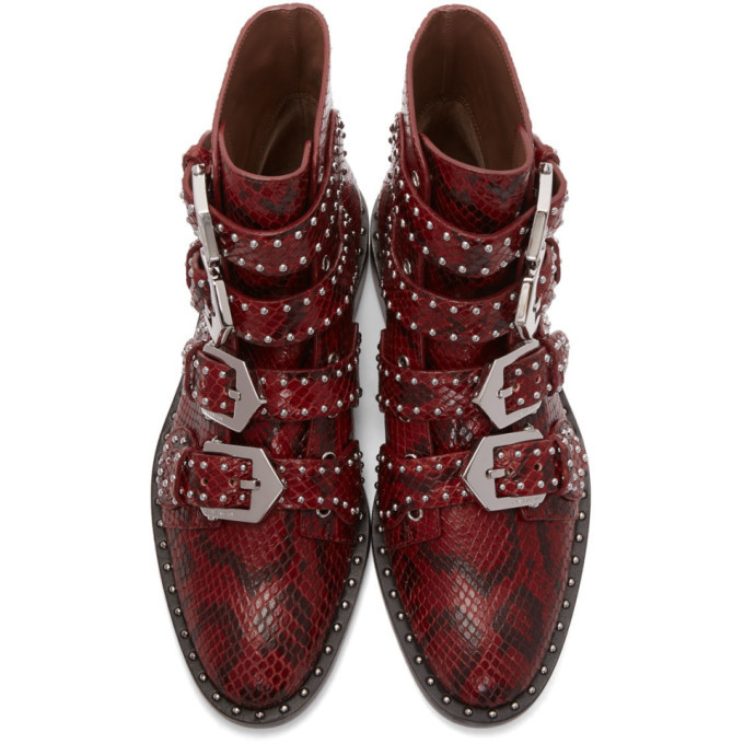 Givenchy Red Python Multi-Strap Boots Givenchy