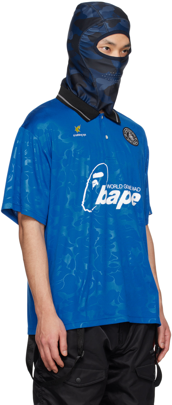 BAPE Blue Soccer Game Polo A Bathing Ape