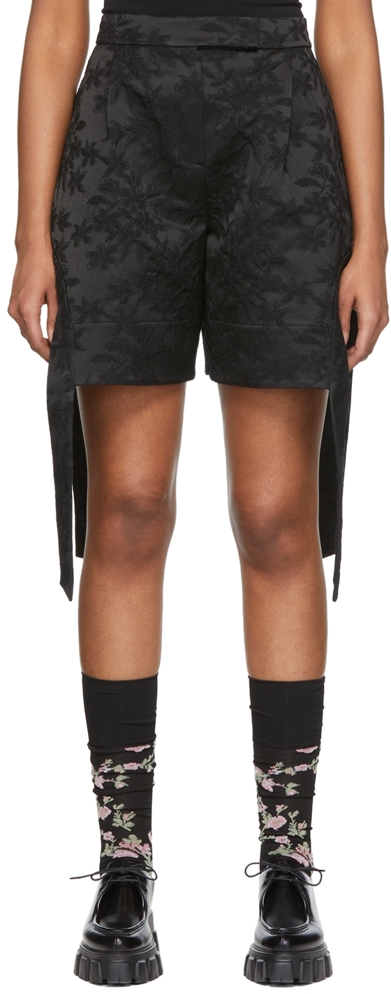 Simone Rocha Black Side Cut-Out Shorts Simone Rocha