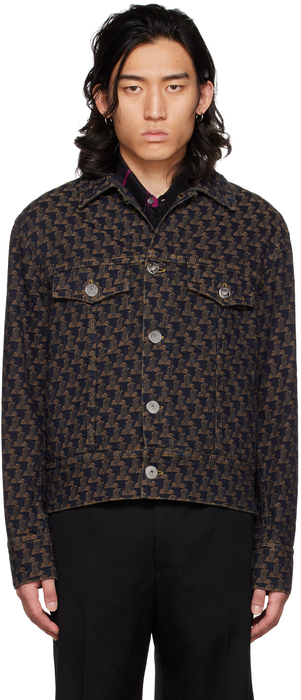 Lanvin Navy & Brown Monogram Denim Jacket Lanvin