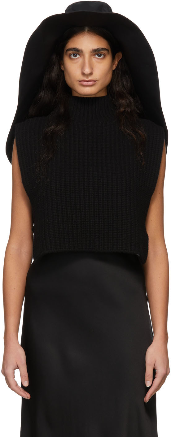 Jil Sander Black Organic Poplin Hat Jil Sander