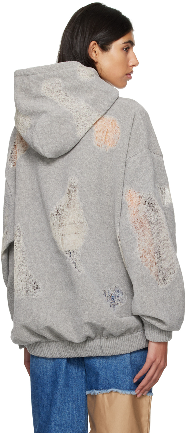 Doublet Gray Ripped Off Hoodie Doublet