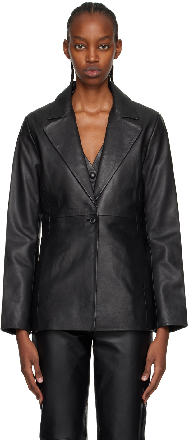 Reformation Black Veda Edition Bowery Leather Jacket Reformation