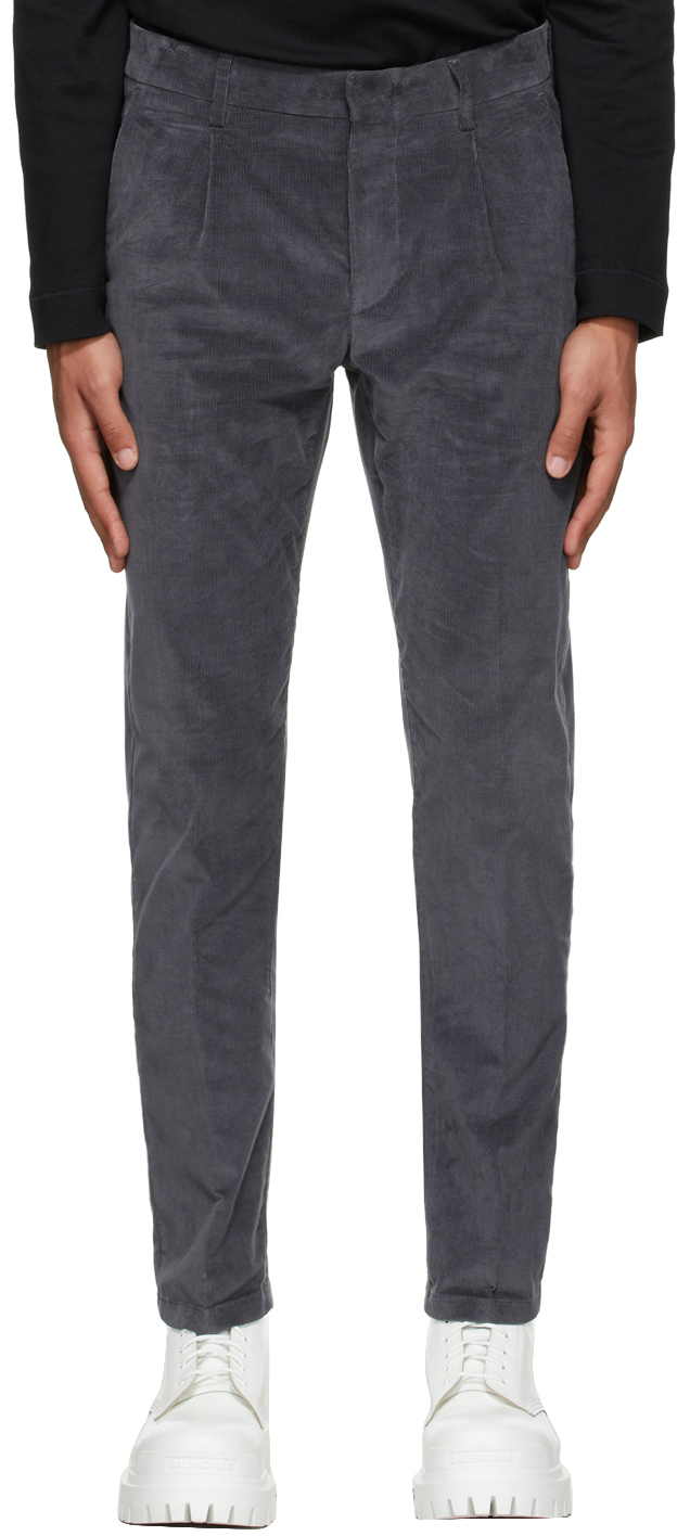 Dunhill Grey Corduroy Pleat Trousers Dunhill