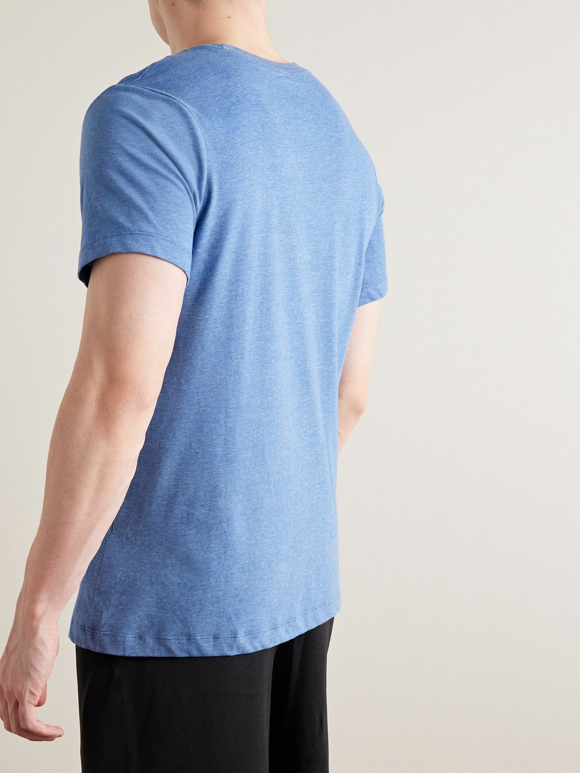 Nike Training - Logo-Print Cotton-Blend Dri-FIT T-Shirt - Blue Nike ...