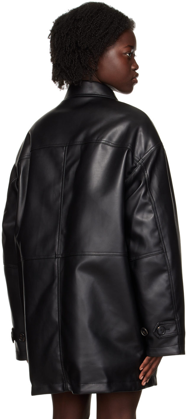 System Black Faux-Leather Jacket System
