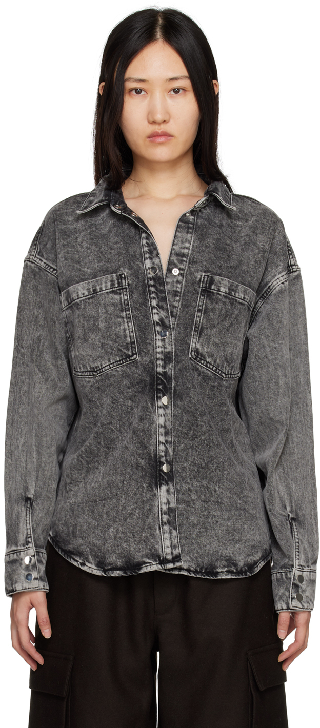 BOSS Gray Faded Denim Shirt BOSS