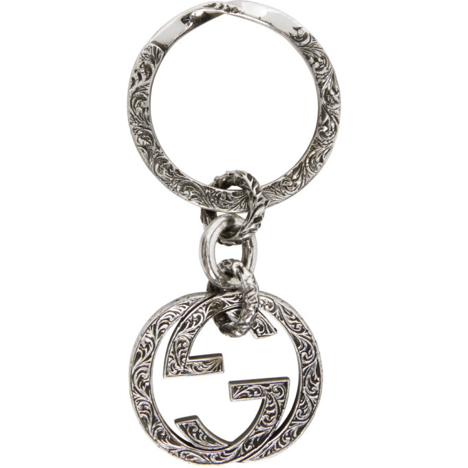 Gucci Silver Engraved Interlocking G Keychain Gucci