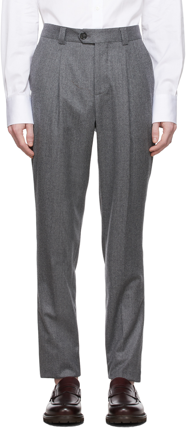 Brunello Cucinelli Grey Wool Flannel Trousers Brunello Cucinelli
