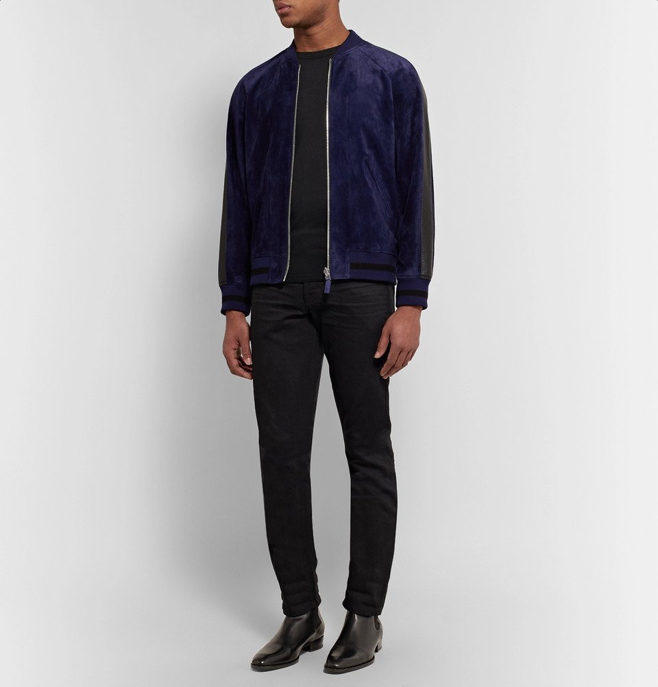 Berluti - Reversible Leather-Trimmed Suede and Jacquard Bomber Jacket ...