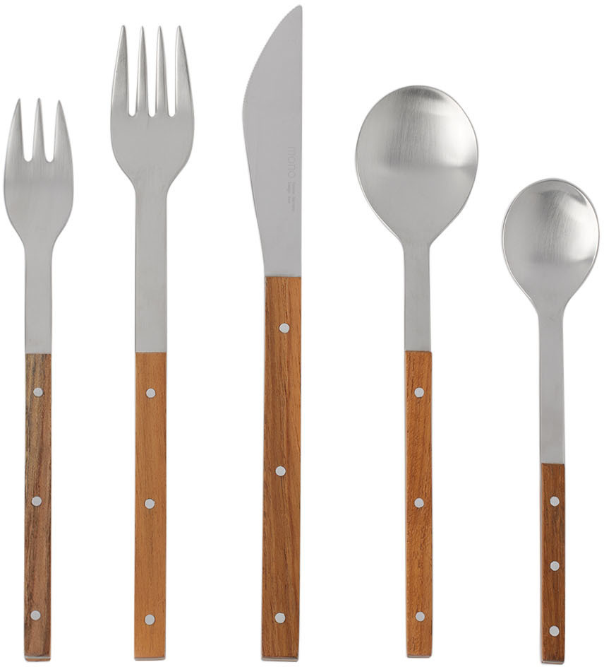 Mono Teak & Stainless Steel Five-Pack T Cutlery Set Monobi