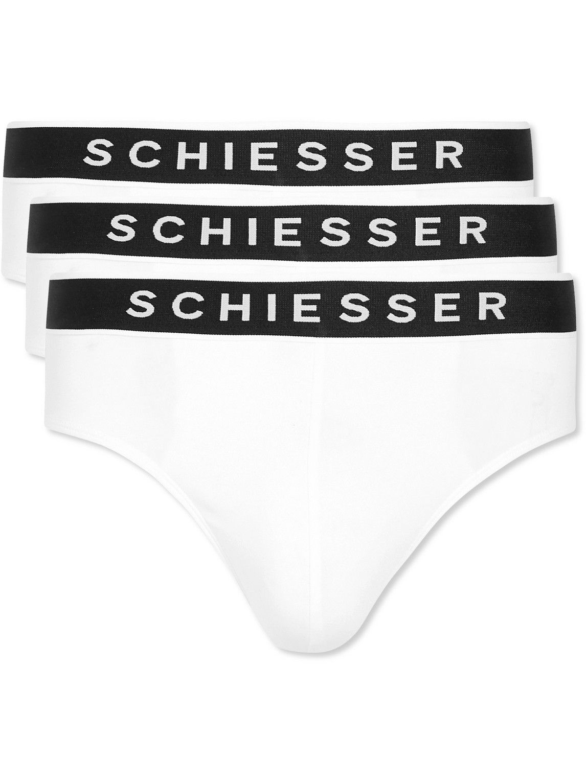 Schiesser - Rio Three-Pack Stretch-Cotton Briefs - White Schiesser