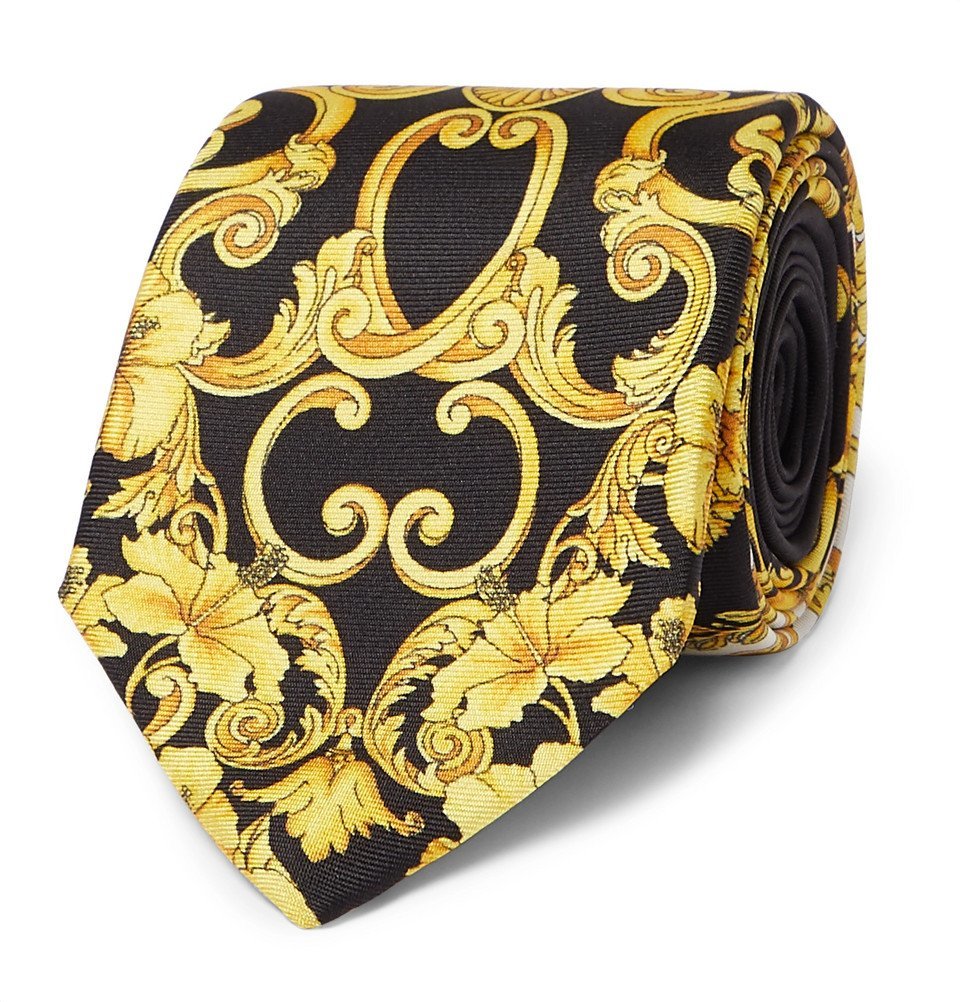 Versace - 7cm Printed Silk-Twill Tie - Black Versace