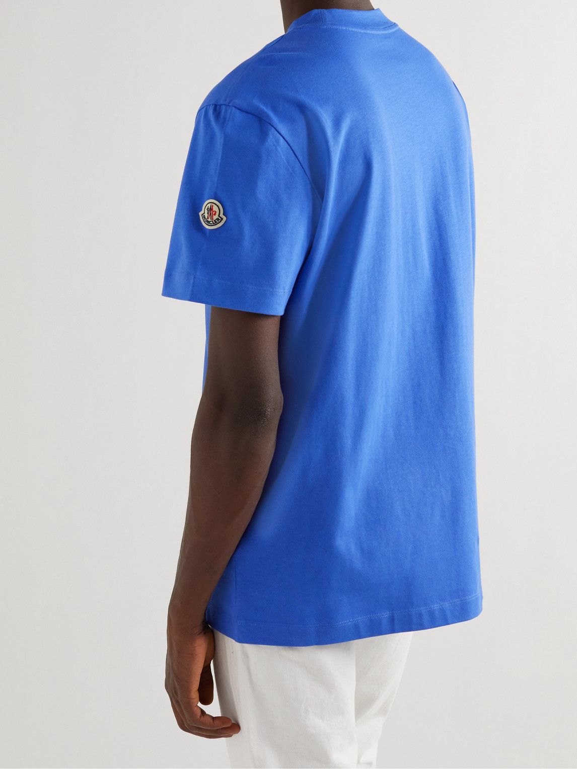 Moncler - Logo-Appliquéd Printed Cotton-Jersey T-Shirt - Blue Moncler
