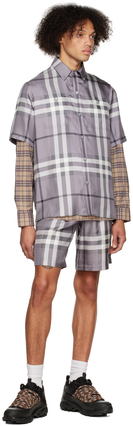 Burberry Gray Check Shorts Burberry