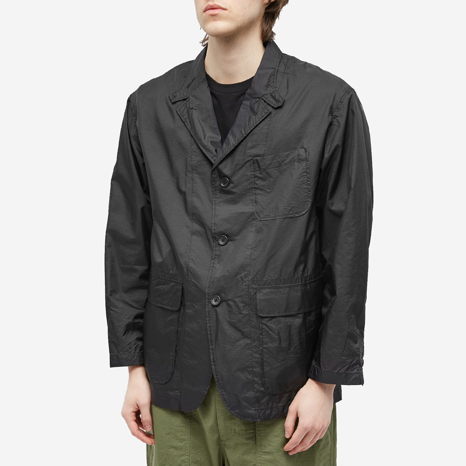 Engineered Garments Men's Loiter Jacket in Black Nylon Micro Ripstop ...