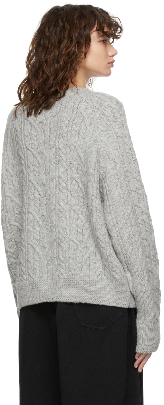 CORDERA Grey Wool Cable Knit Cardigan CORDERA