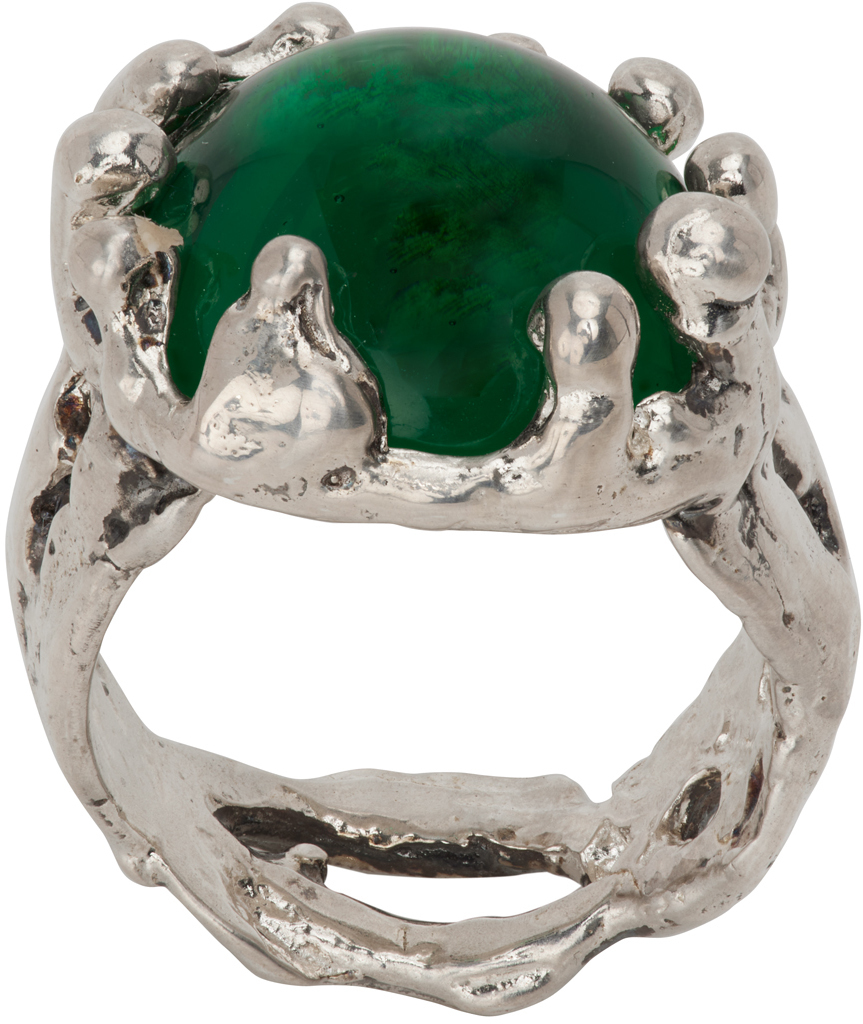 Mondo Mondo Silver & Green Magician Ring Mondo Mondo