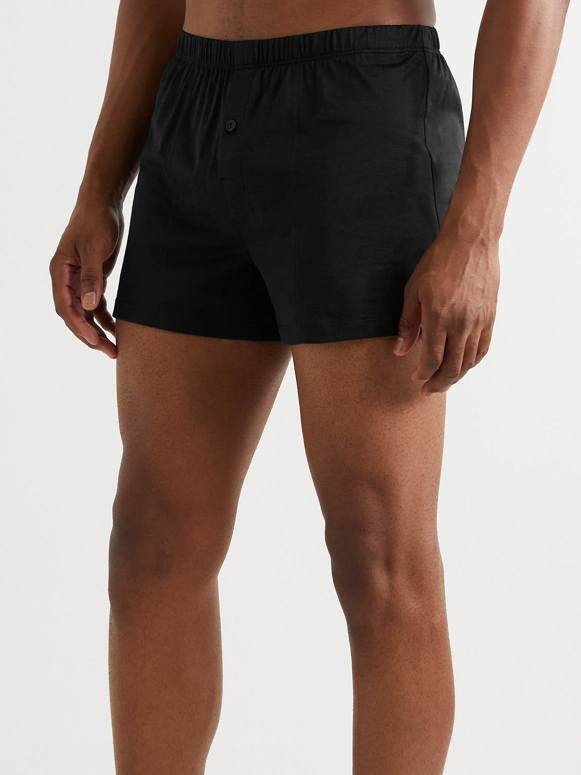 Hanro - Mercerised Cotton Boxer Shorts - Black Hanro