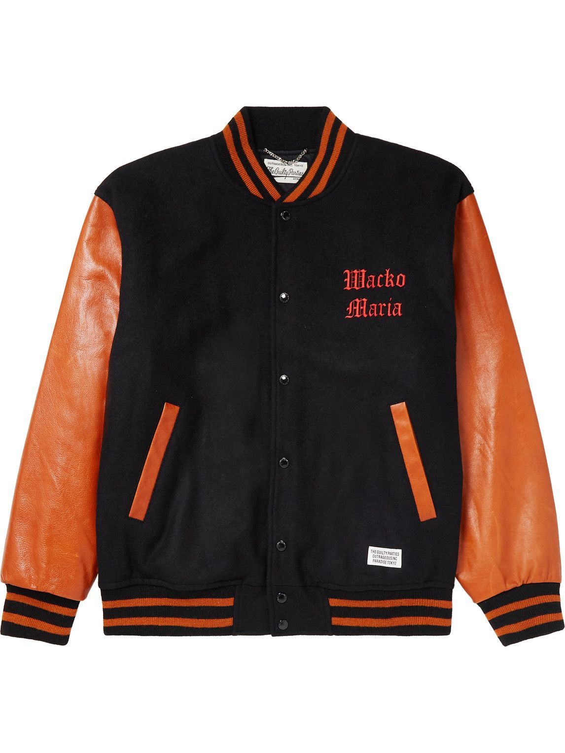 Wacko Maria - Logo-Embroidered Wool-Blend Felt and Leather Bomber ...