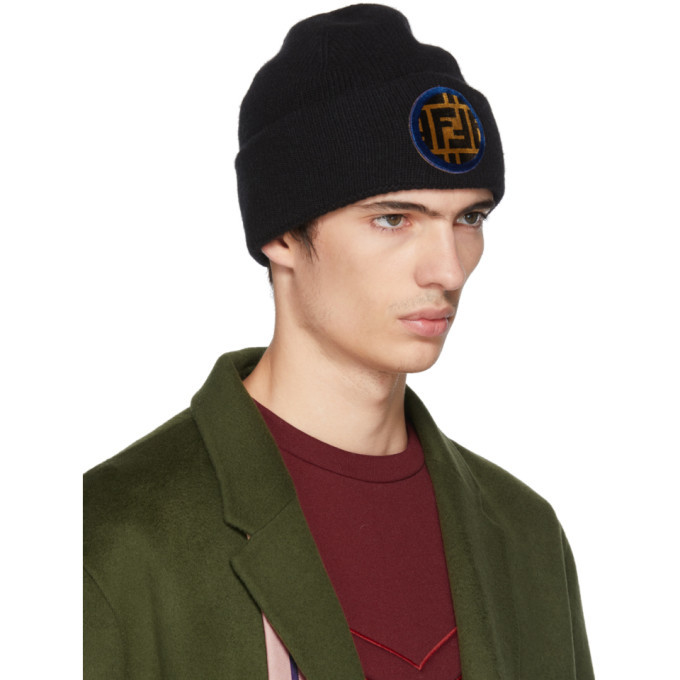 Fendi Black Cashmere Forever Fendi Beanie Fendi