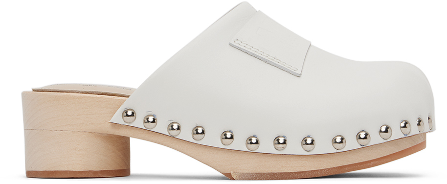 MM6 Maison Margiela Kids White Studded Clogs MM6 Maison Margiela